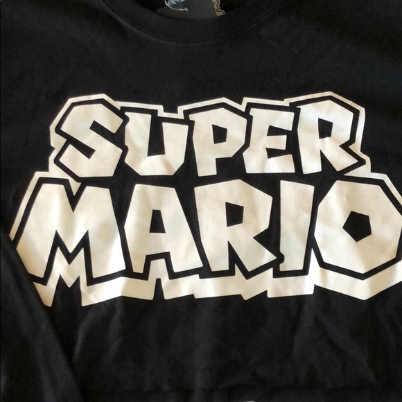 Forever 21 | Tops | Super Mario Crop Top Black Long Sleeve Forever 2 ...